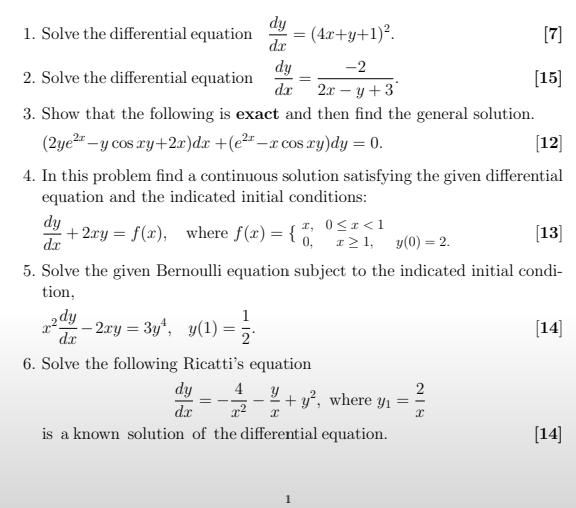 Solved 1. Solve the differential equation \\( \\frac{d y}{d | Chegg.com
