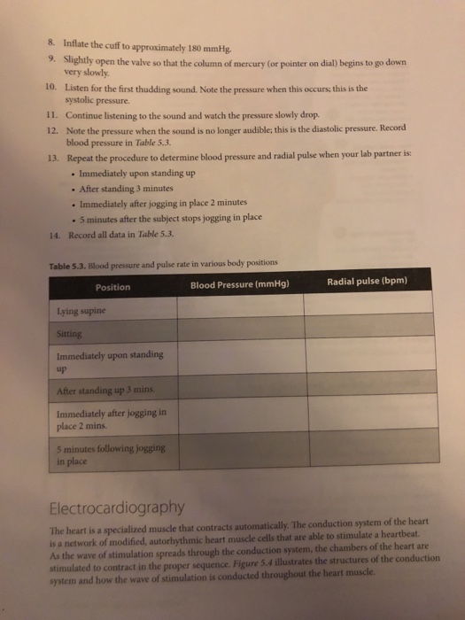 8. Inflate the cuff to approximately 180 mmHg | Chegg.com