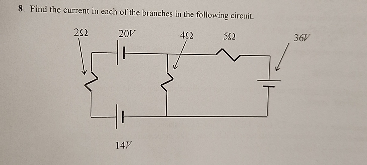 Solved Find the current in each of the branches in the | Chegg.com
