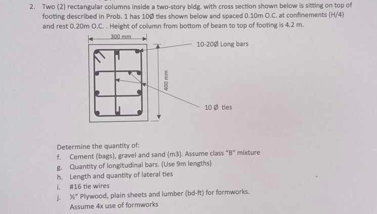 Solved Two (2) ﻿rectangular columns inside a two-story bldg. | Chegg.com