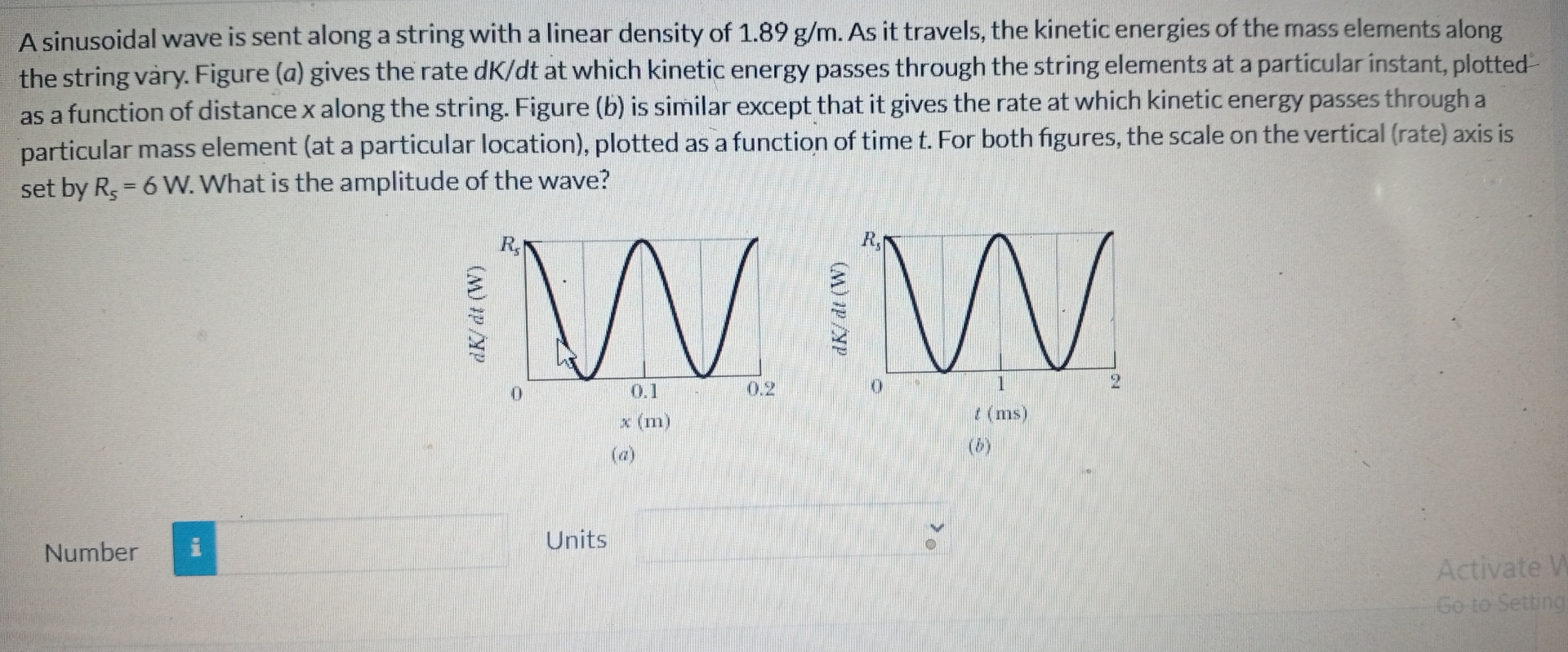 Solved A sinusoidal wave is sent along a string with a | Chegg.com