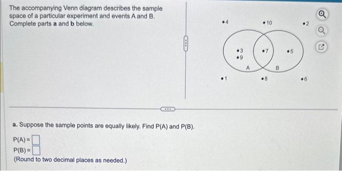 Solved The accompanying Venn diagram describes the sample | Chegg.com