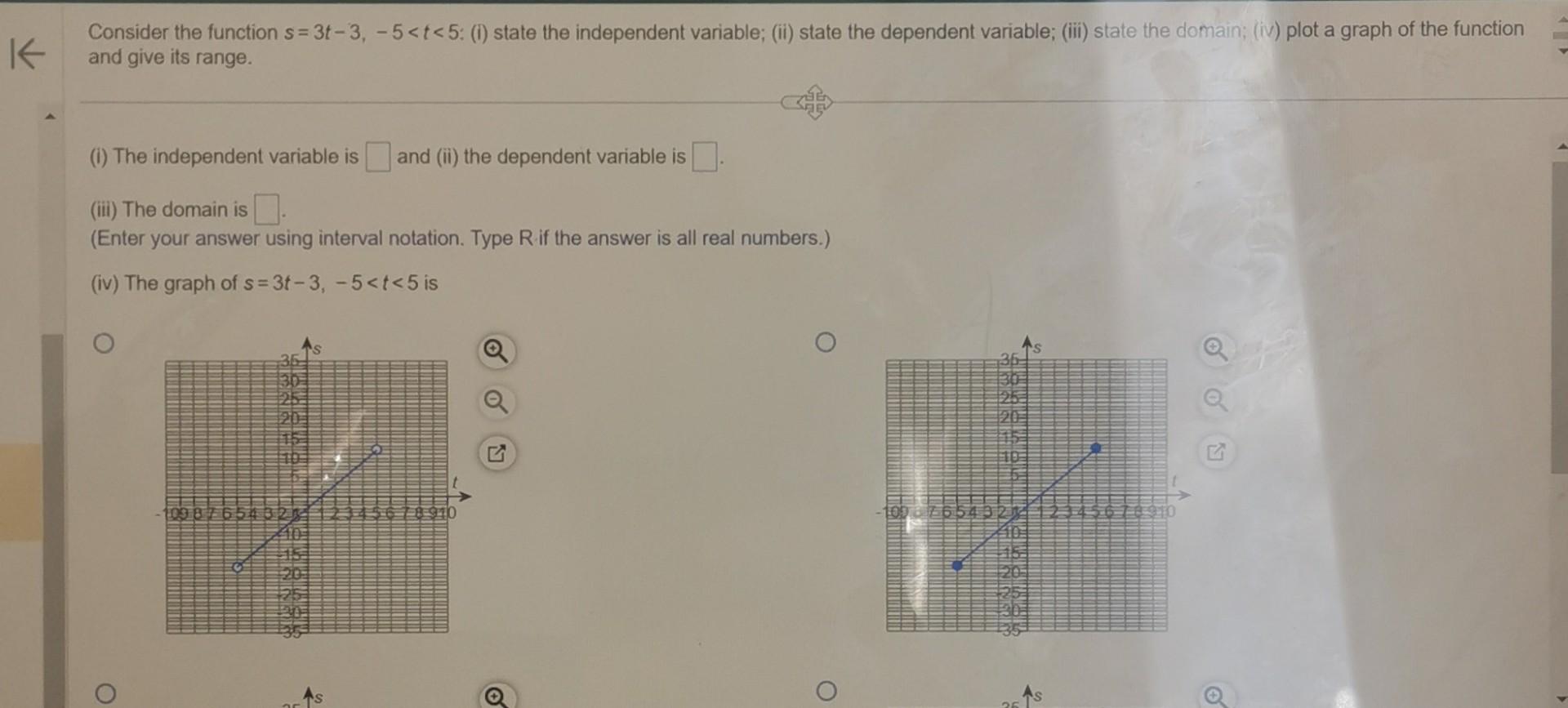 Solved Consider the function s=3t−3,−5 | Chegg.com