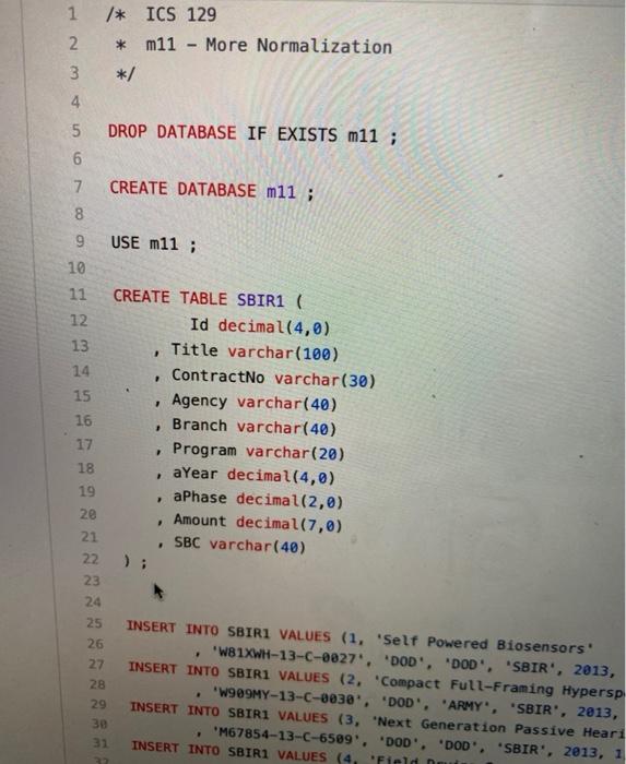 Solved Required Normalize The Given Table Write An Sql File