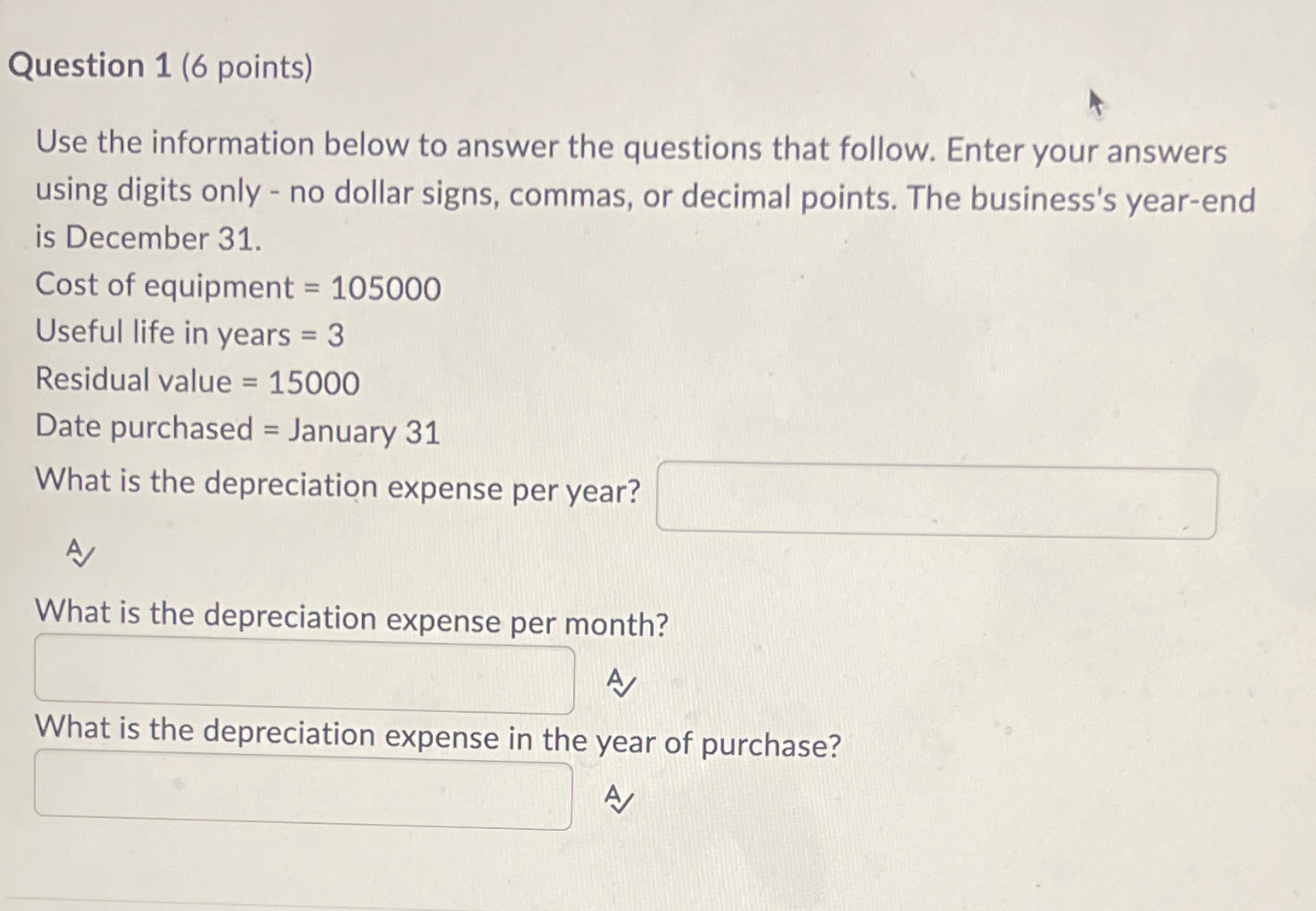 Solved Question 1 (6 ﻿points)Use the information below to | Chegg.com