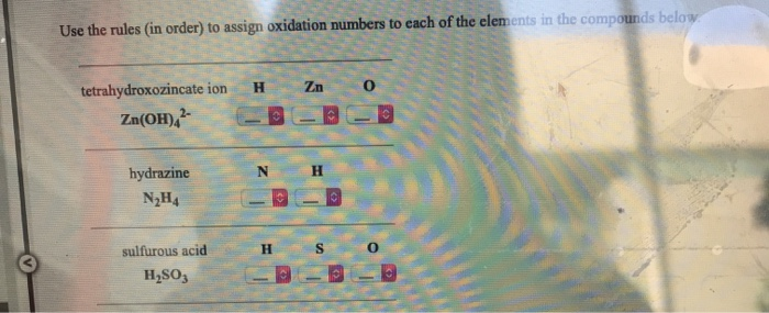 Solved Use the rules in order) to assign oxidation numbers | Chegg.com