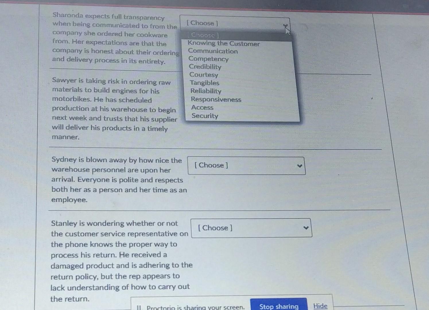 Solved Match each customer expectation to lits description. | Chegg.com