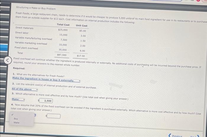 Solved Structuring a Make-or-Buy Problem Fresh-Foods, a | Chegg.com