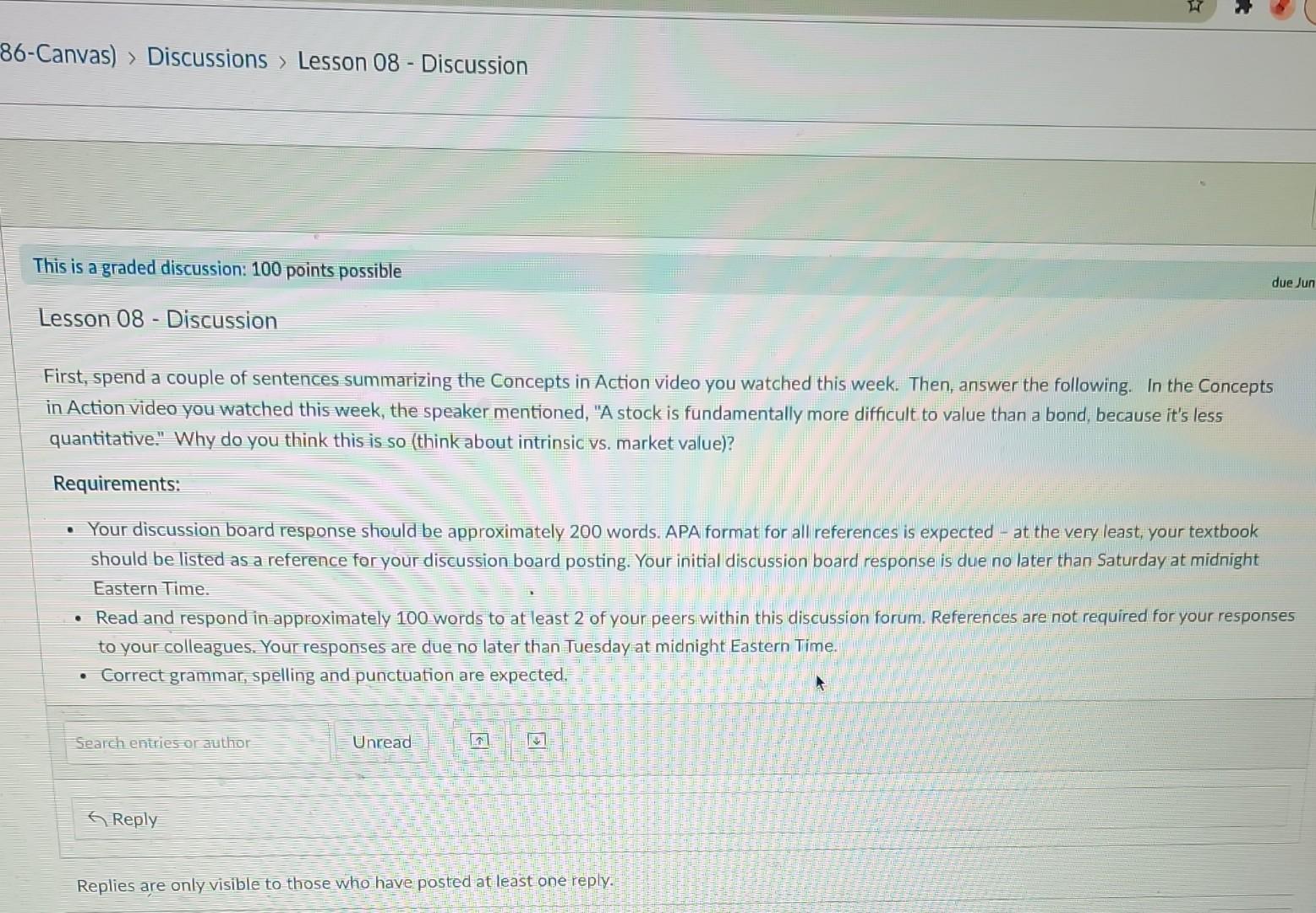 Solved 86-Canvas) > Discussions > Lesson 08 - Discussion | Chegg.com