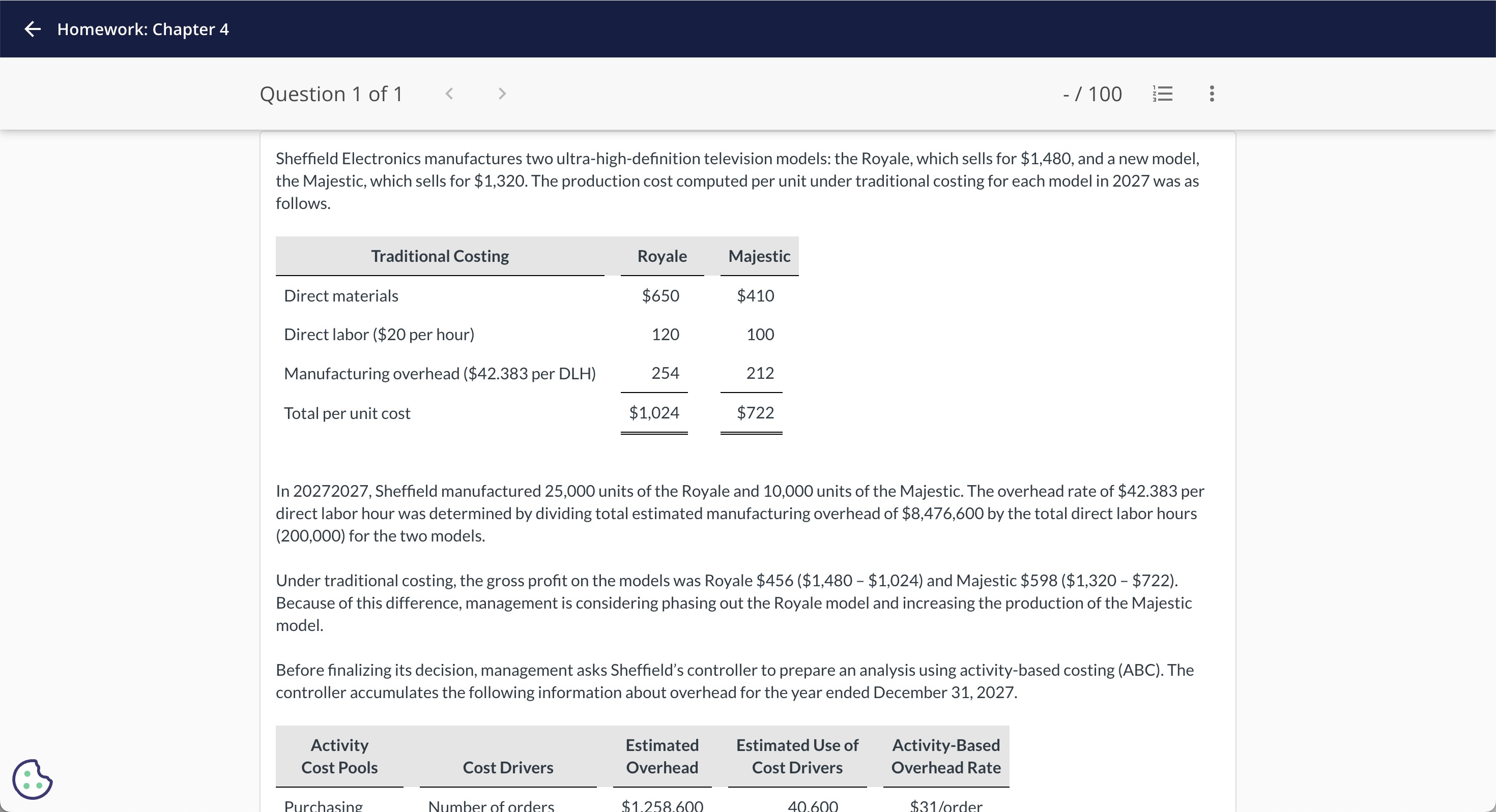 Solved Sheffield Electronics manufactures two | Chegg.com