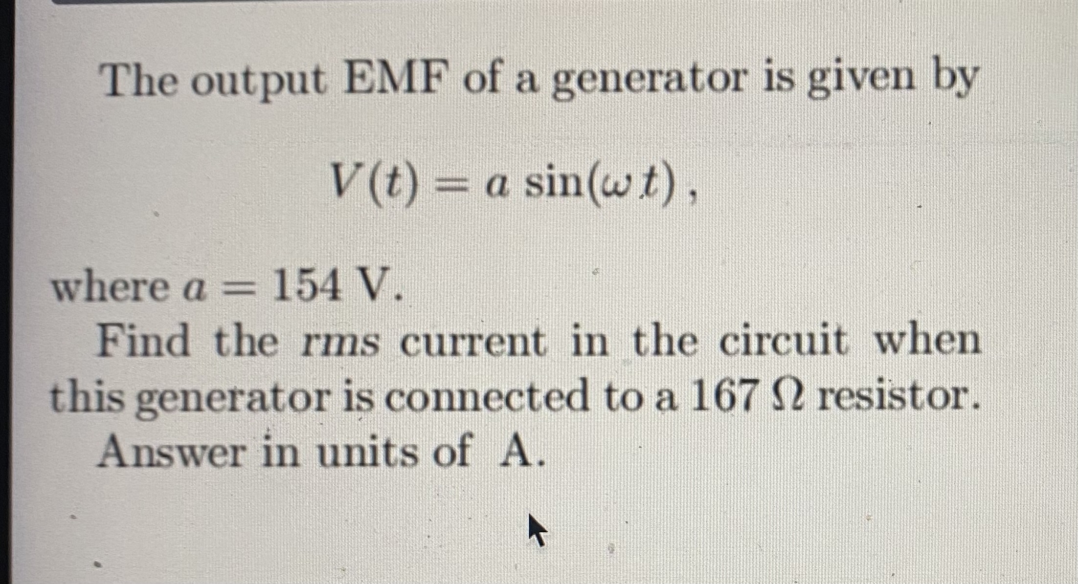 Solved The output EMF of a generator is given | Chegg.com
