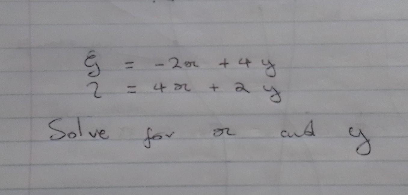 ξ=−2x+4y2=4x+2y Solve for or and y | Chegg.com