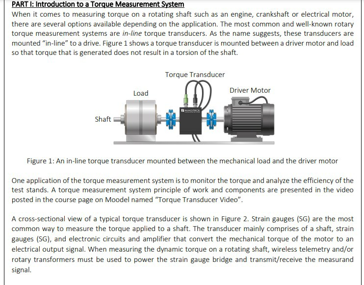 Solved PART 1: Introduction to a Torque Measurement System | Chegg.com