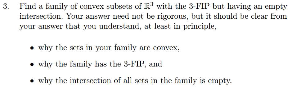 Solved Find a family of convex subsets of R3 ﻿with the | Chegg.com