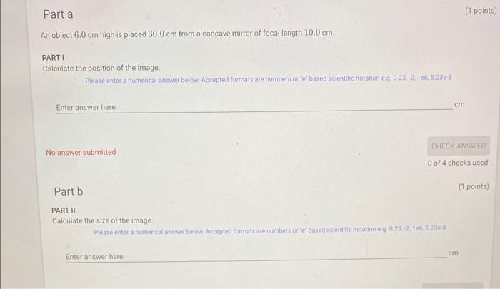 Solved An object 6.0 cm high is placed 30.0 cm from a | Chegg.com