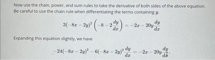 Solved Now use the chain, power, and sum rules to take the | Chegg.com