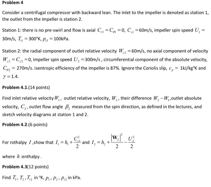 Solved Consider a centrifugal compressor with backward lean. | Chegg.com