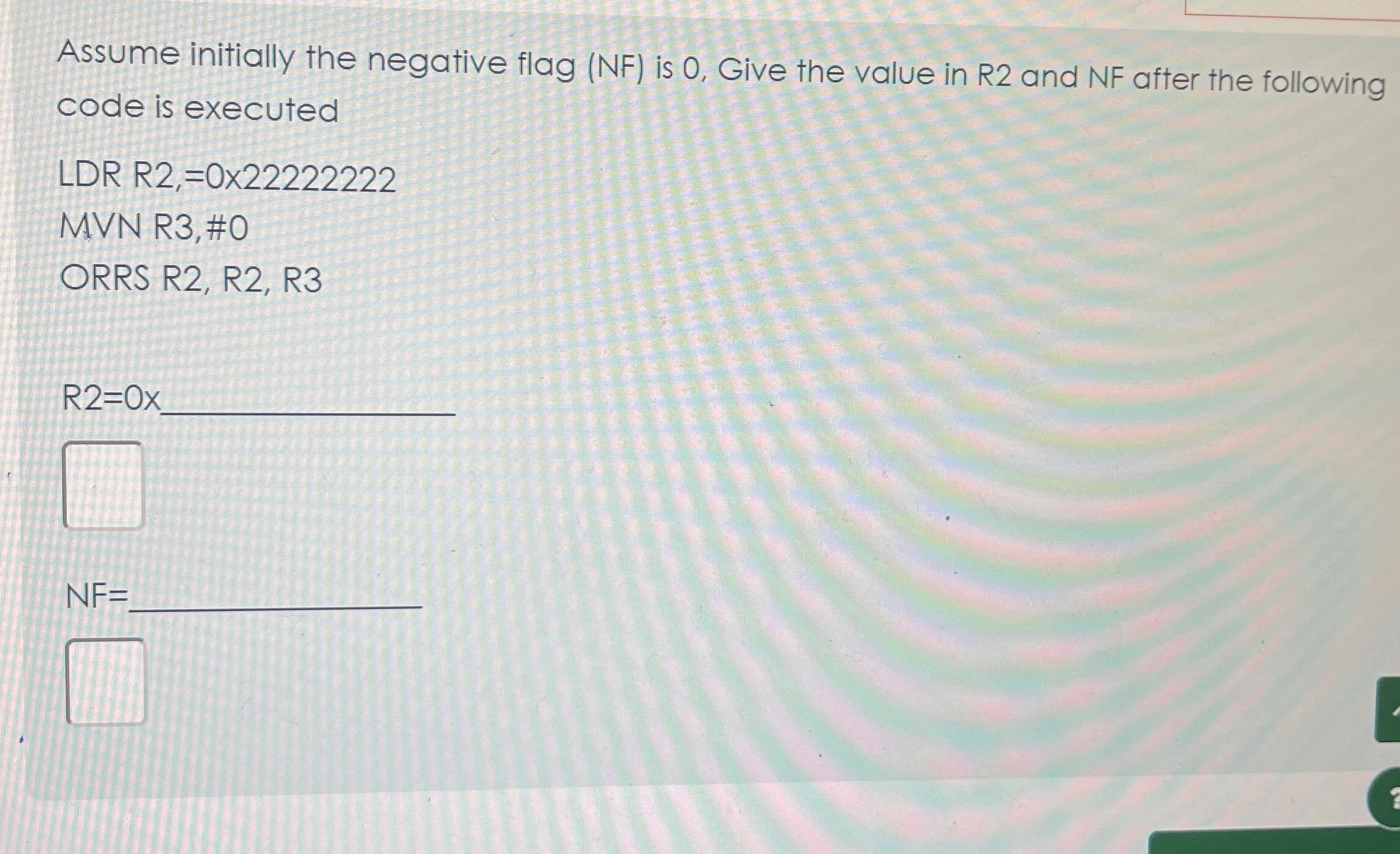 Solved Assume initially the negative flag (NF) ﻿is 0 , ﻿Give | Chegg.com