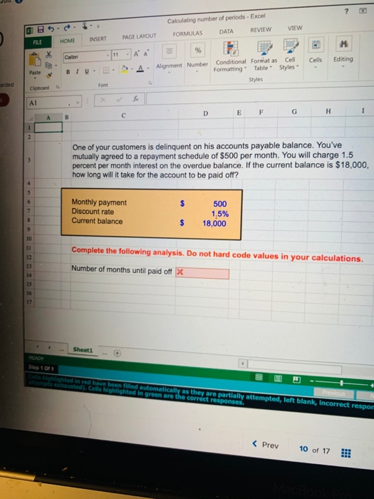 Solved 7 . Calculating number of periods - Excel FORMULAS | Chegg.com