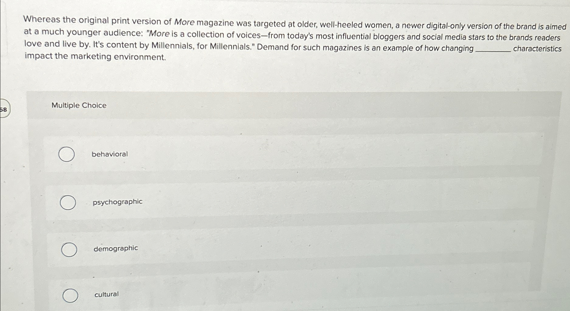 Solved Whereas the original print version of More magazine | Chegg.com