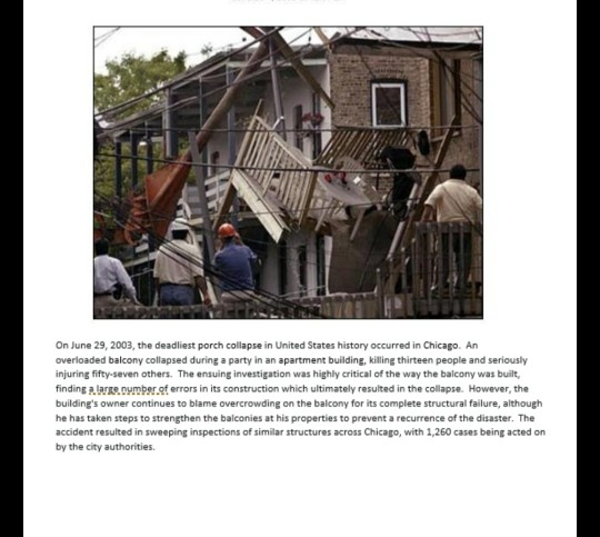 On June 29, 2003, the deadliest porch collapse in | Chegg.com