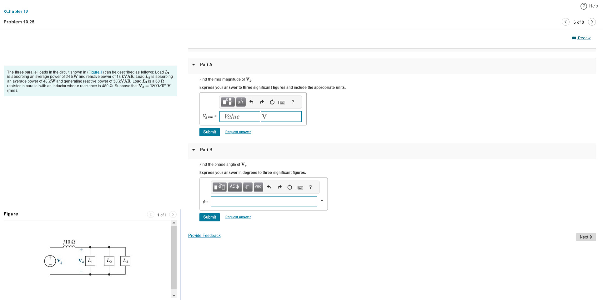 Solved The three parallel loads in the circuit shown in | Chegg.com