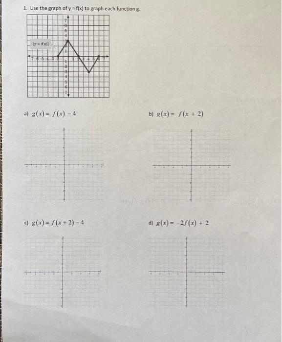 Solved 1. Use the graph of y=f(x) to graph each function g. | Chegg.com