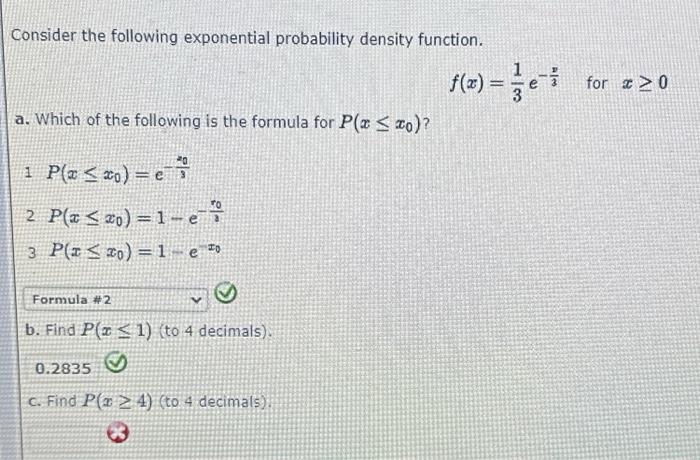 Solved Consider the following exponential probability | Chegg.com