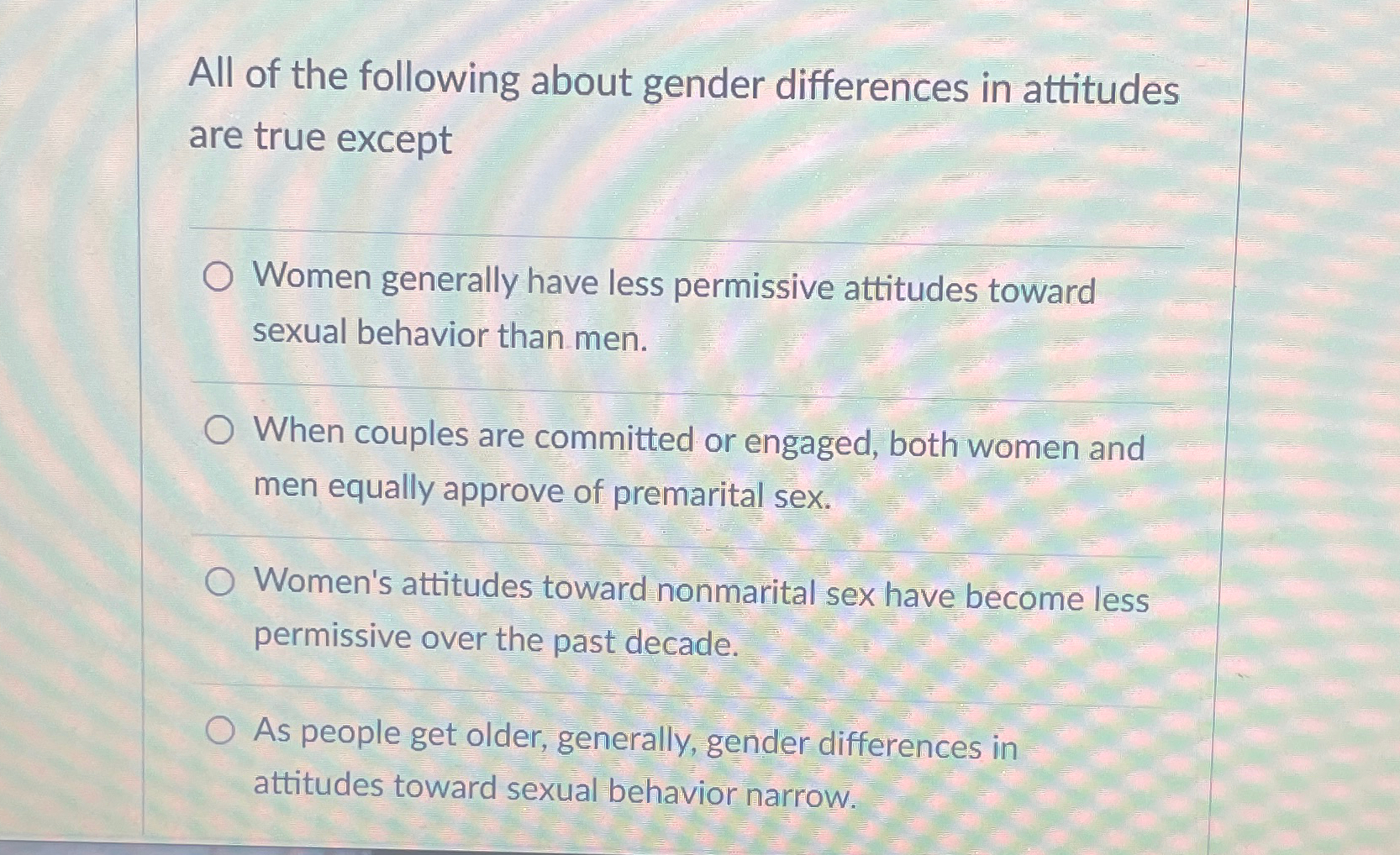 Solved All of the following about gender differences in | Chegg.com
