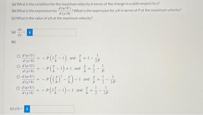 Solved Rearrange the velocity profile expression introducing | Chegg.com