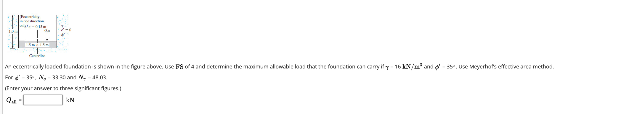 Solved An ﻿eccentrically loaded foundation is ﻿shown in ﻿the | Chegg.com