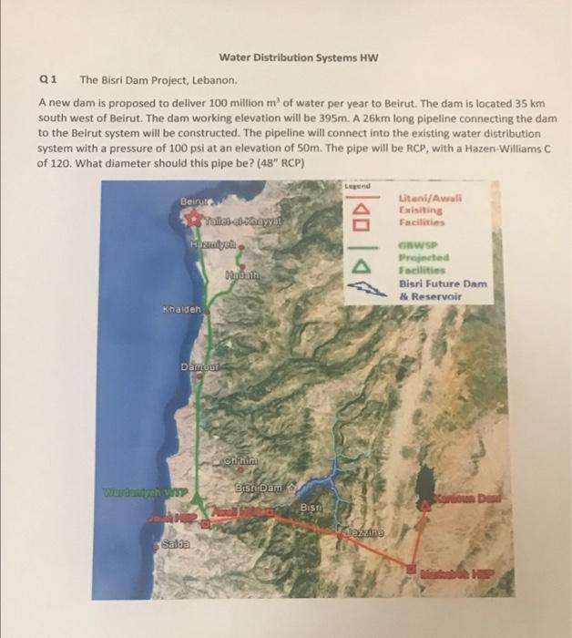 Solved Water Distribution Systems HW Q1 The Bisri Dam | Chegg.com