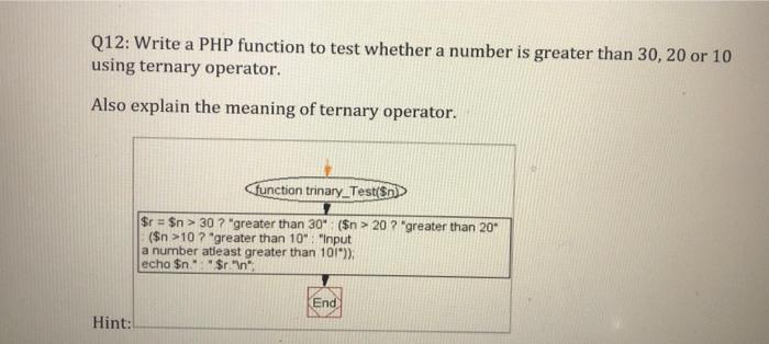 Solved Q12: Write a PHP function to test whether a number is | Chegg.com