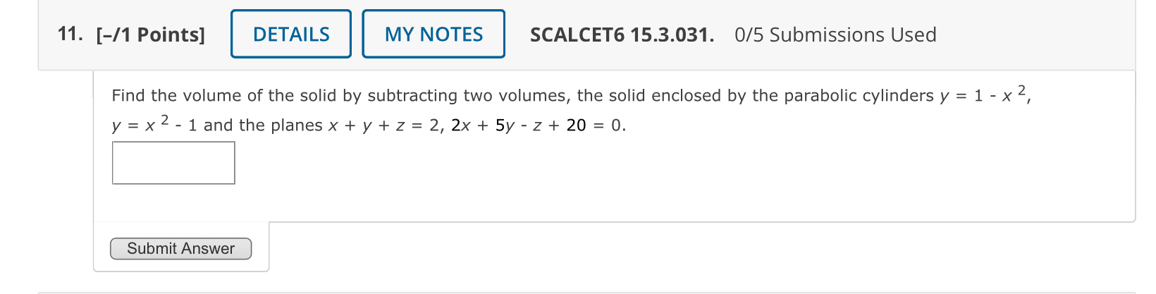 Solved [-/1 ﻿Points] q,q, ﻿SCALCET6 15.3.031. 0/5 | Chegg.com