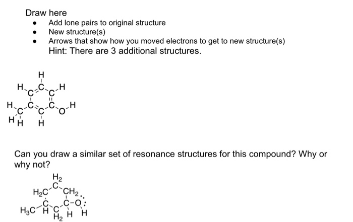 Solved Draw here Add lone pairs to original structure New | Chegg.com