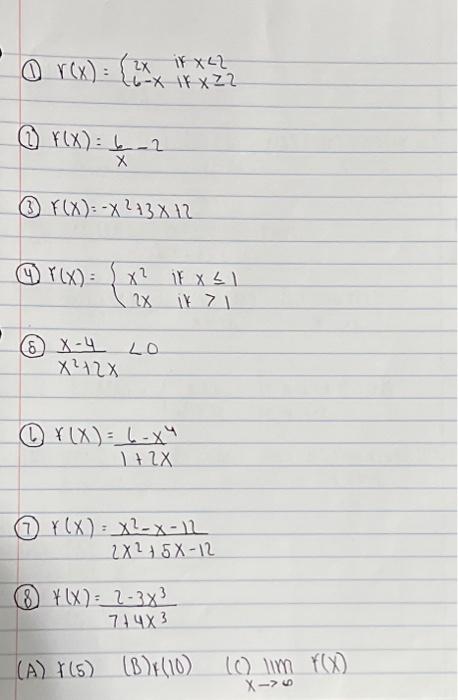 Solved (1) r(x)={2x6−x if x