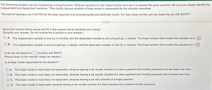 Solved The following situation can be modeled by a linear | Chegg.com