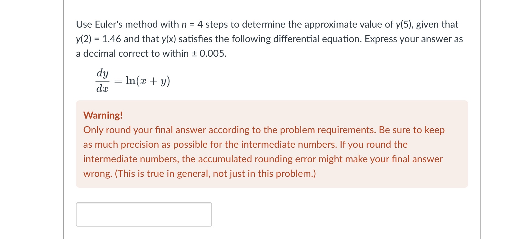Solved Use Euler's method with n=4 ﻿steps to determine the | Chegg.com