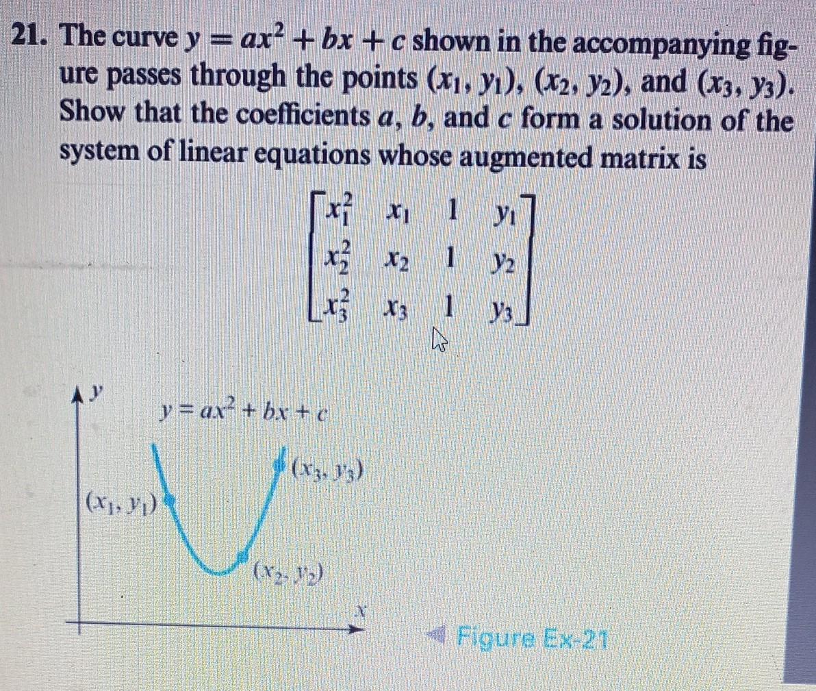 Solved 1. The curve y=ax2+bx+c shown in the accompanying | Chegg.com