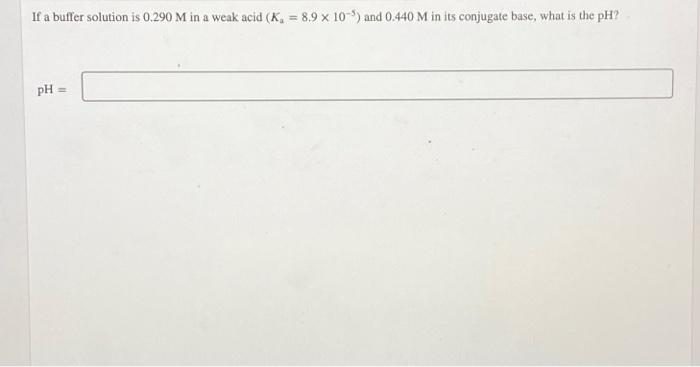 Solved If a buffer solution is 0.290 M in a weak acid (K. = | Chegg.com