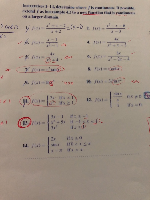 Solved In exercises 1-14, determine where f is continuous. | Chegg.com