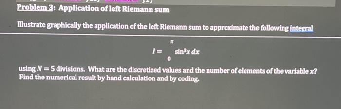 Solved Problem 3: Application of left Riemann sum Ilustrate | Chegg.com