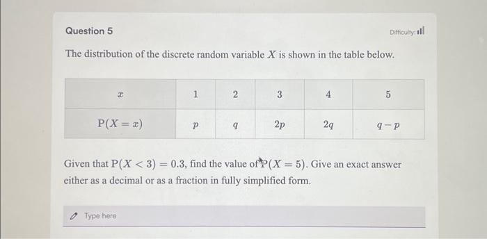Solved The distribution of the discrete random variable X is | Chegg.com