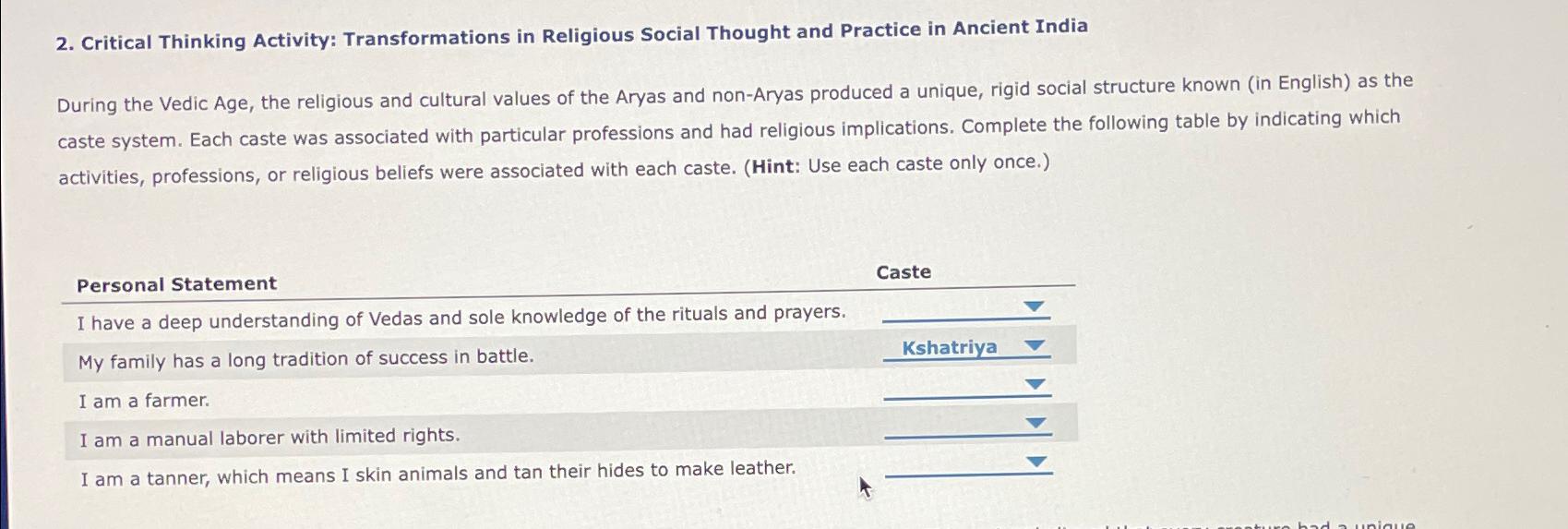 Solved Critical Thinking Activity: Transformations in | Chegg.com