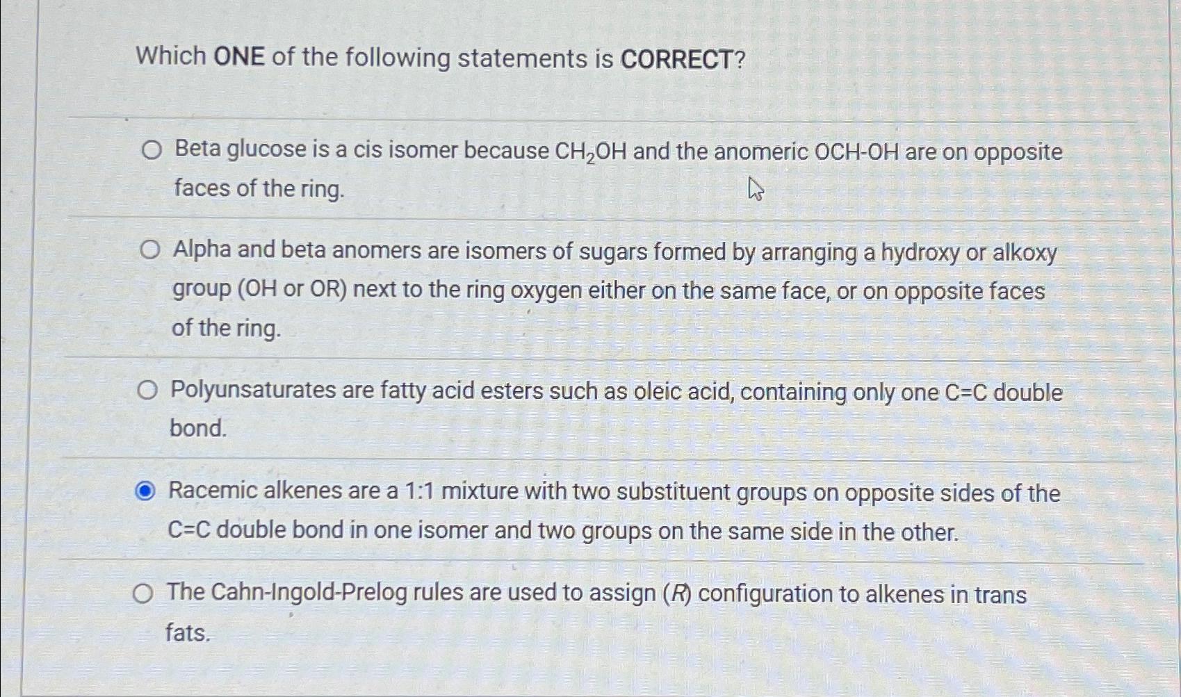 Solved Which ONE of the following statements is CORRECT?Beta | Chegg.com
