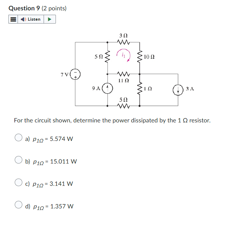 Solved Question 9 (2 ﻿points)For the circuit shown, | Chegg.com