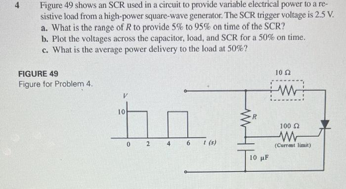 Solved 4 Figure 49 shows an SCR used in a circuit to provide | Chegg.com