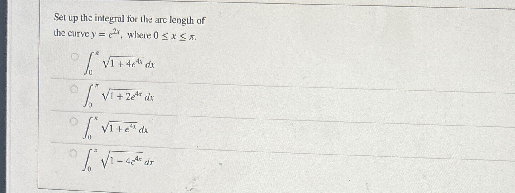 Solved Set up the integral for the arc length of the curve | Chegg.com