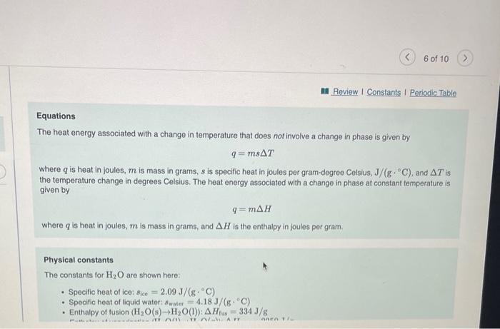 Solved 6 of 10 Equations The heat energy associated with a | Chegg.com