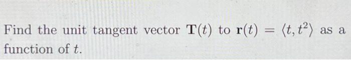 Solved Find the unit tangent vector T(t) to r(t) = | Chegg.com